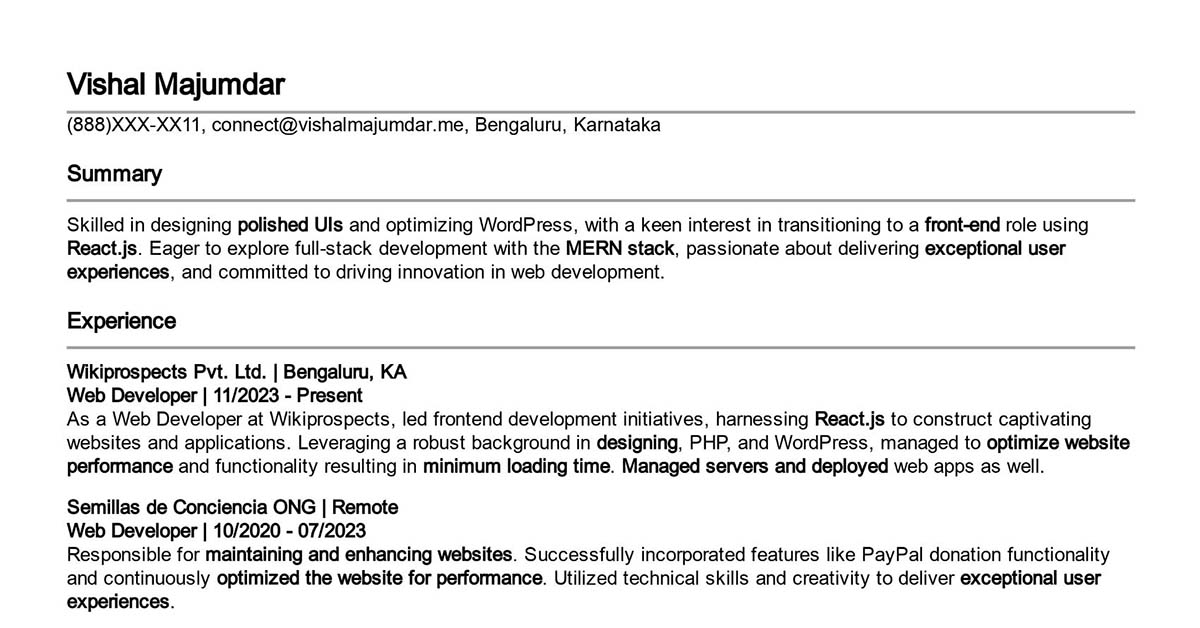 Resume - Vishal Majumdar
